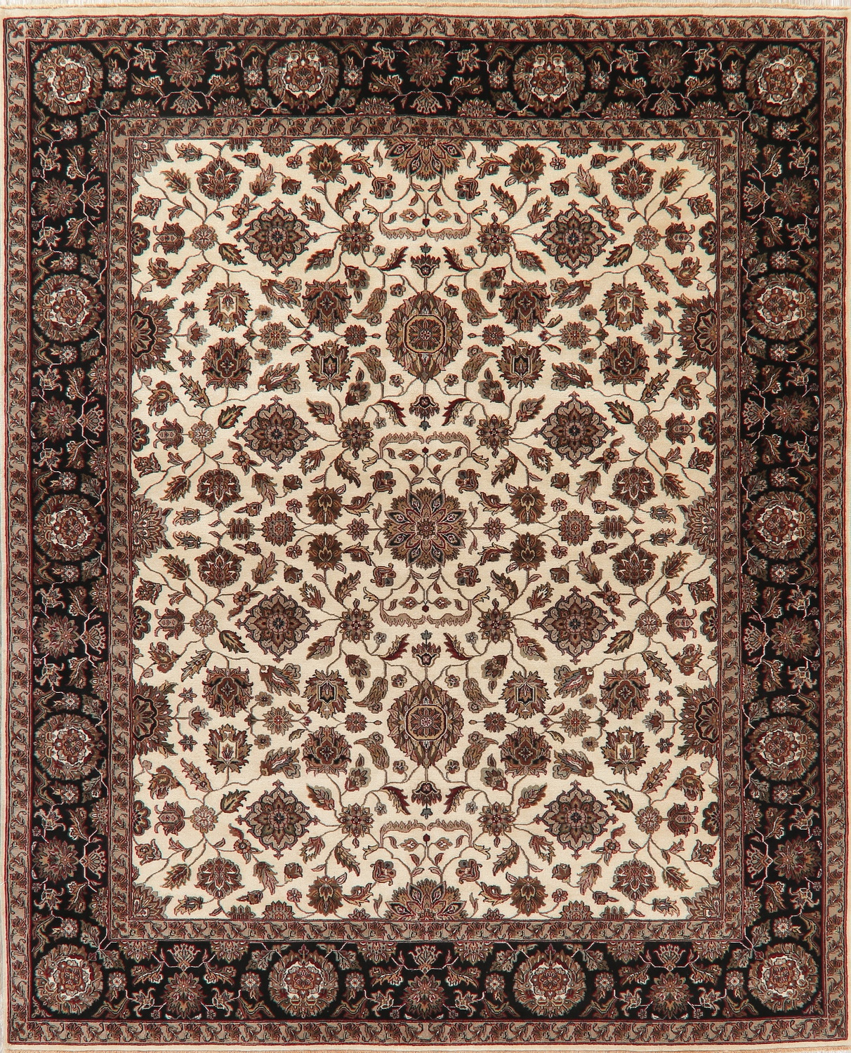 Floral Ivory Agra Indian Oriental Wool Rug 8x10