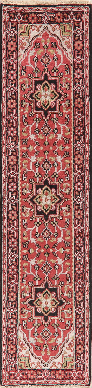 Geometric Red Heriz Indian Oriental Wool Runner Rugs