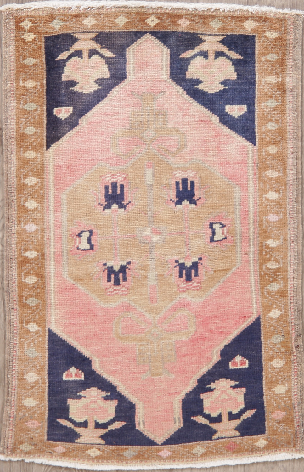 Vintage Geometric Oushak Turkish Oriental Wool Rug 2x3