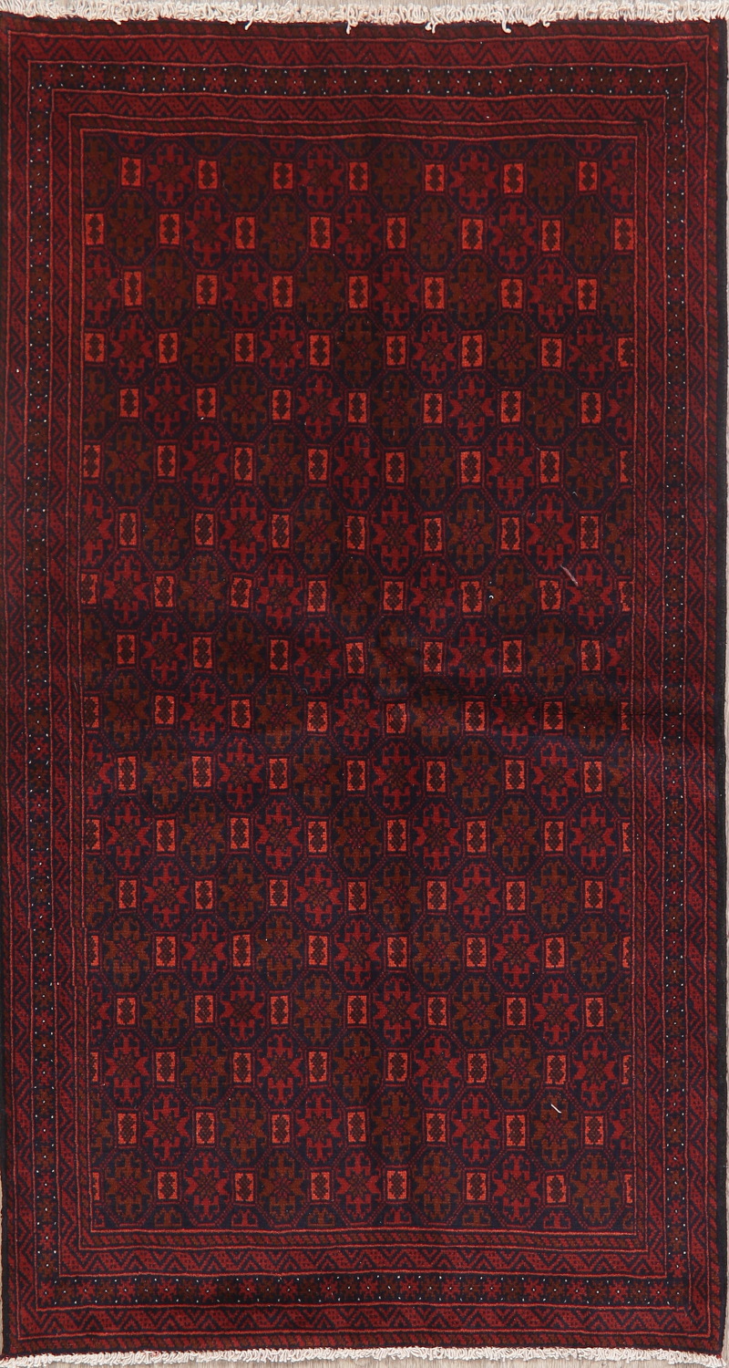 Navy Blue Geometric Balouch Afghan Oriental Rug 4x6