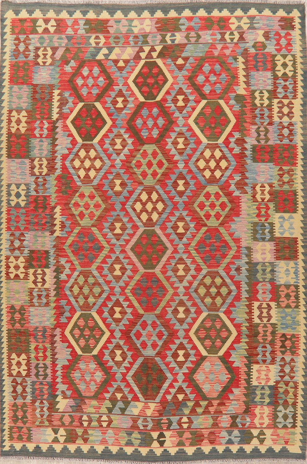Geometric Kilim Turkish Oriental Area Rug 7x10