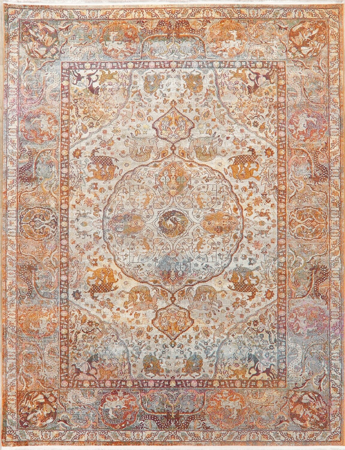 Vintage Animal Pictorial Distressed Heat-Set Area Rugs