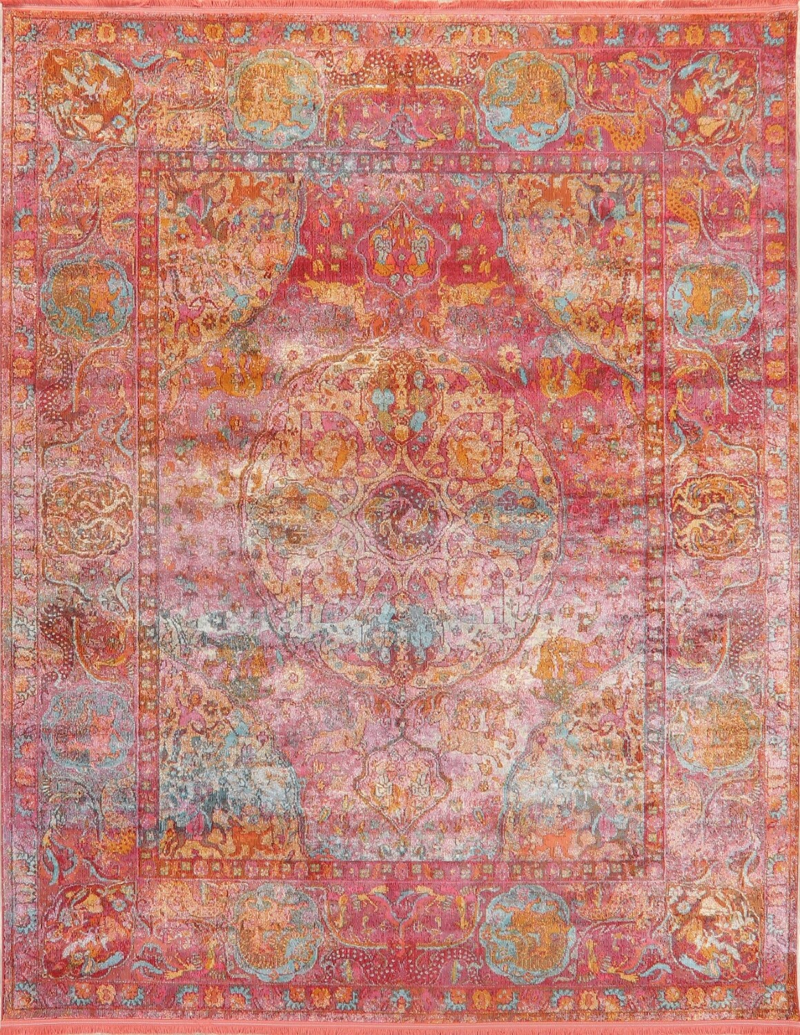 Hunting Design Pictorial Distressed Heat-Set Area Rugs