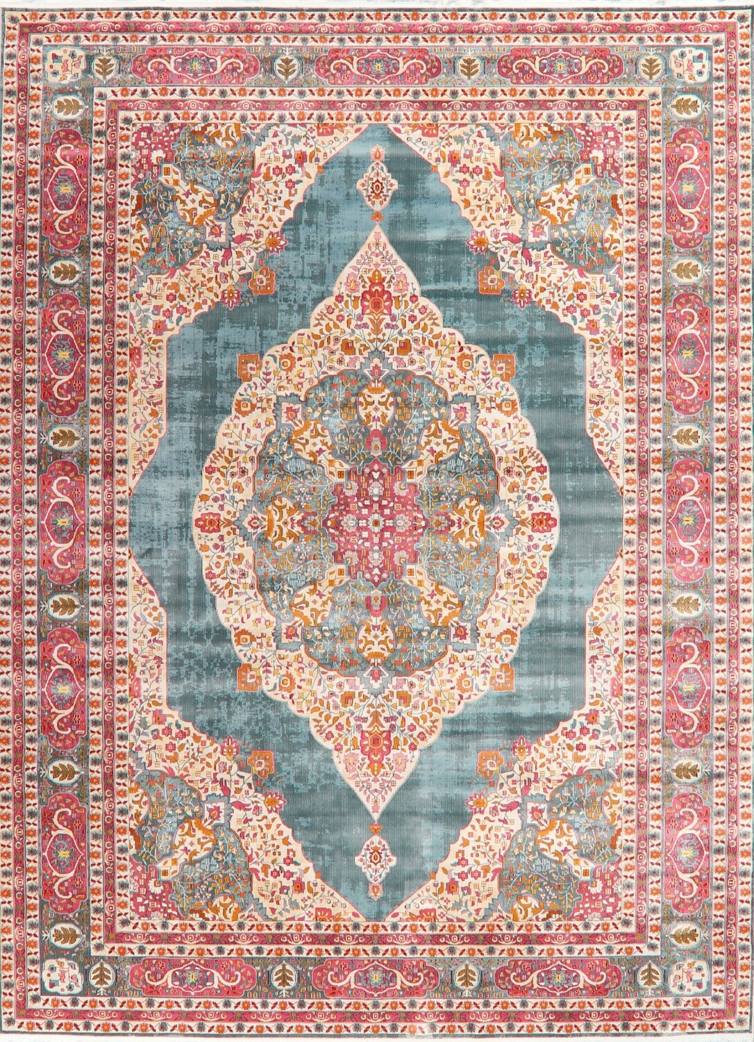 Vintage Style Floral Distressed Heat-Set Area Rugs