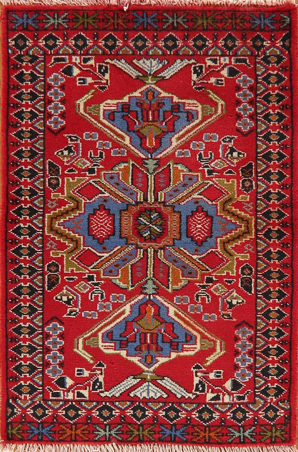 Geometric Red Hamedan Persian Area Rug 2x3
