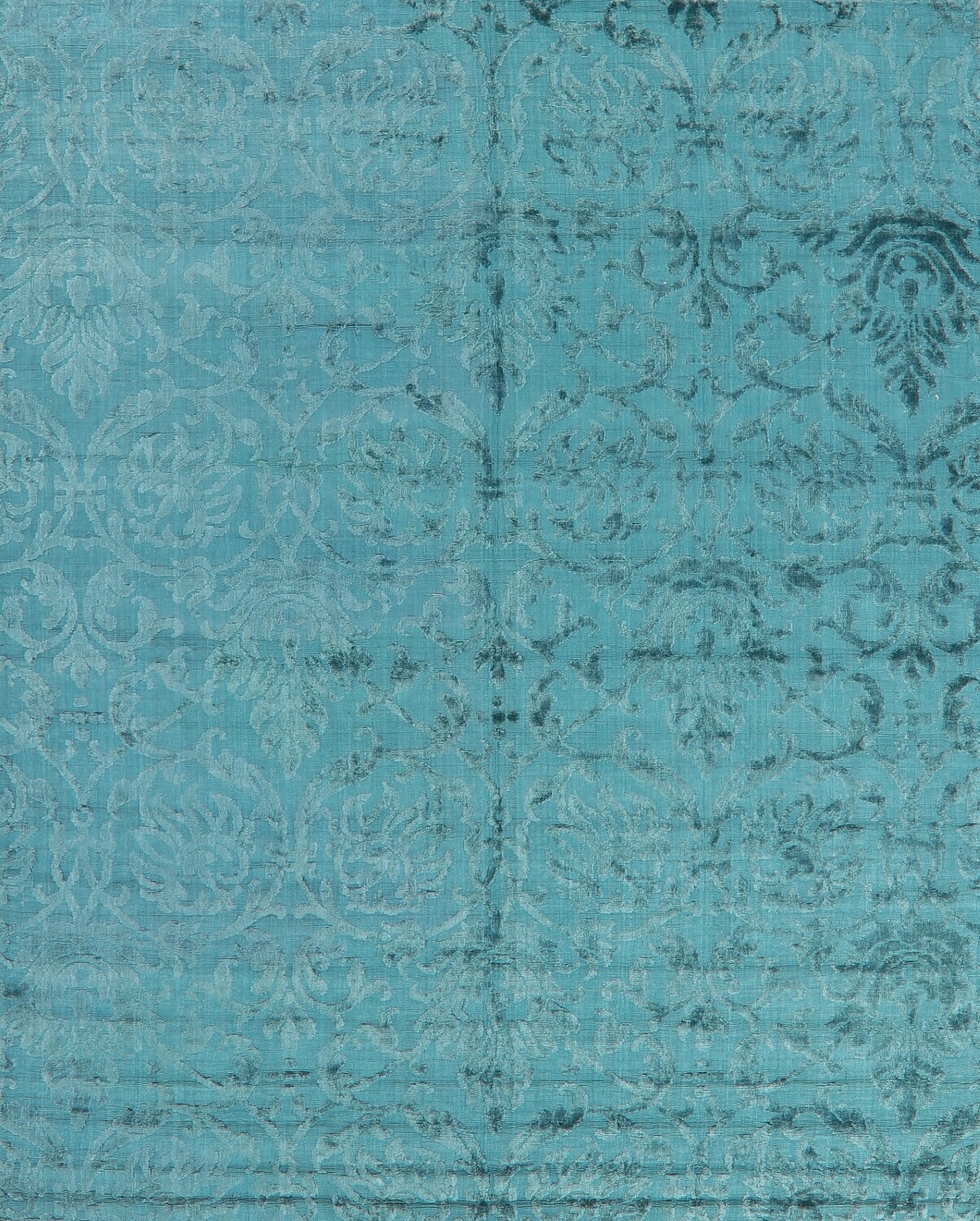 Teal Blue Silk Modern Oriental Area Rug 8x10