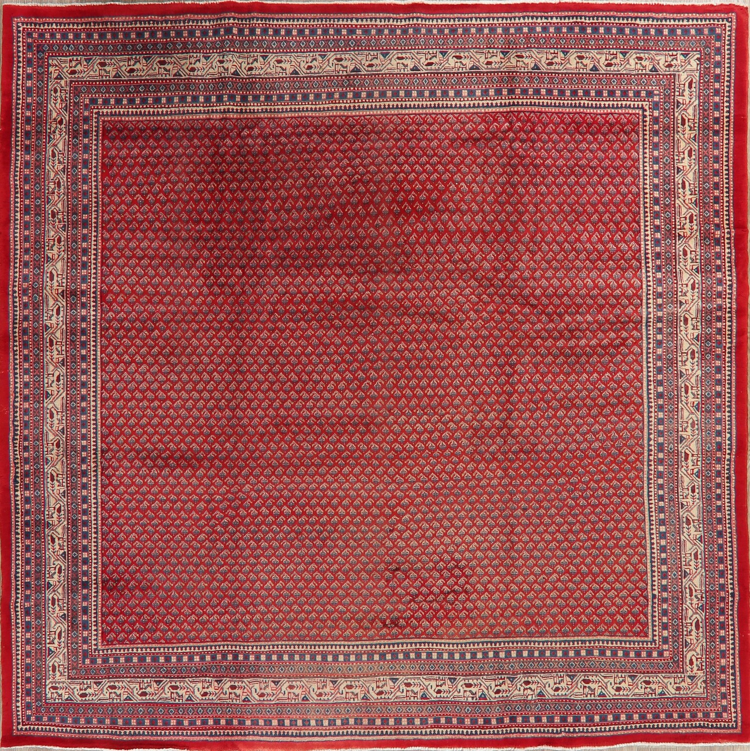 All-Over Red Botemir Persian Area Rug 9x9 Square