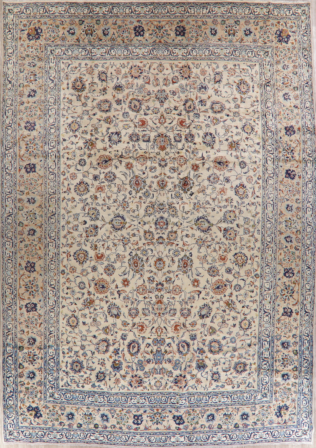 Vintage Large Kashan Persian Area Rug 11x17