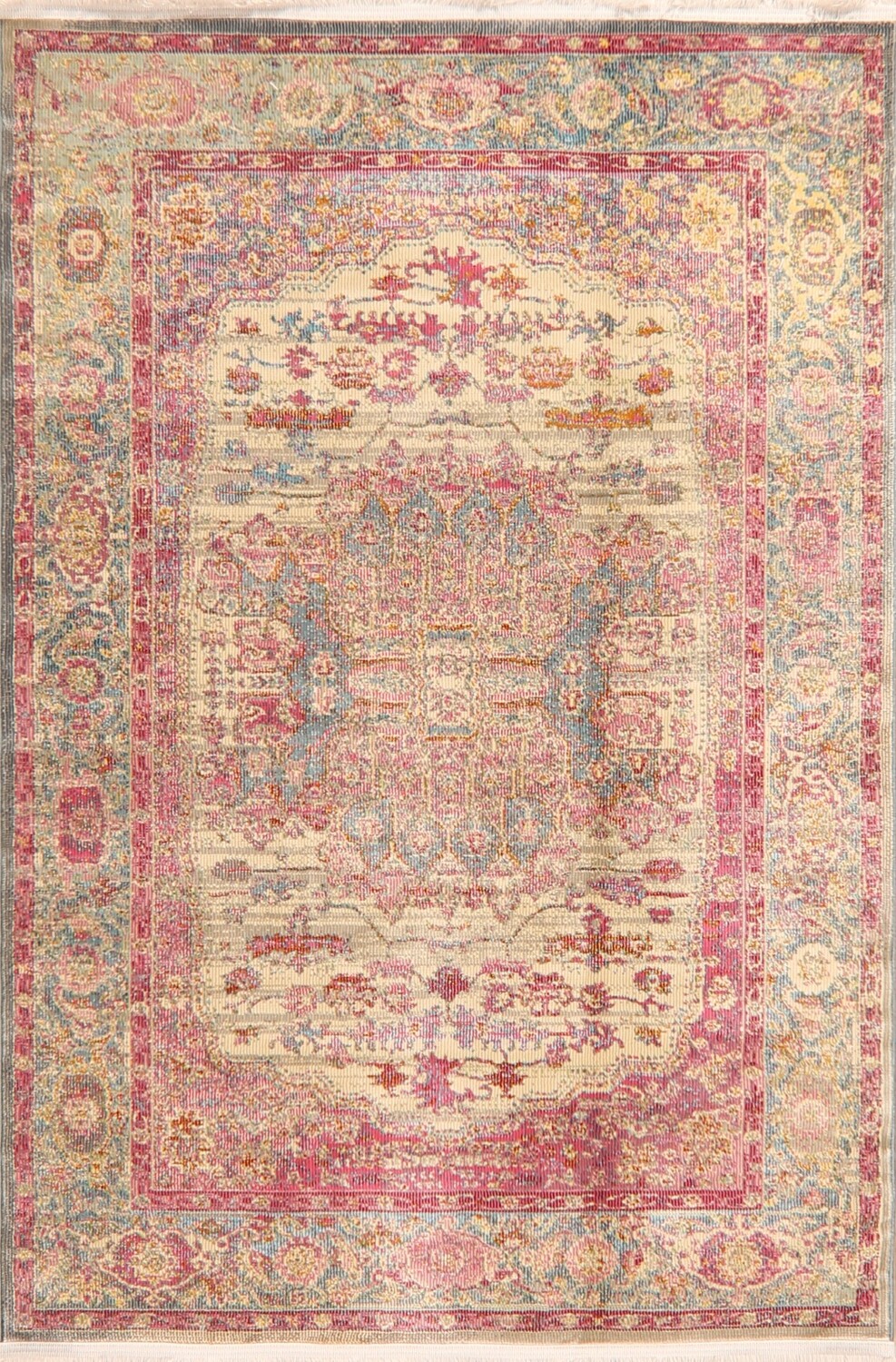 Vintage Style Floral Distressed Heat-Set Area Rugs