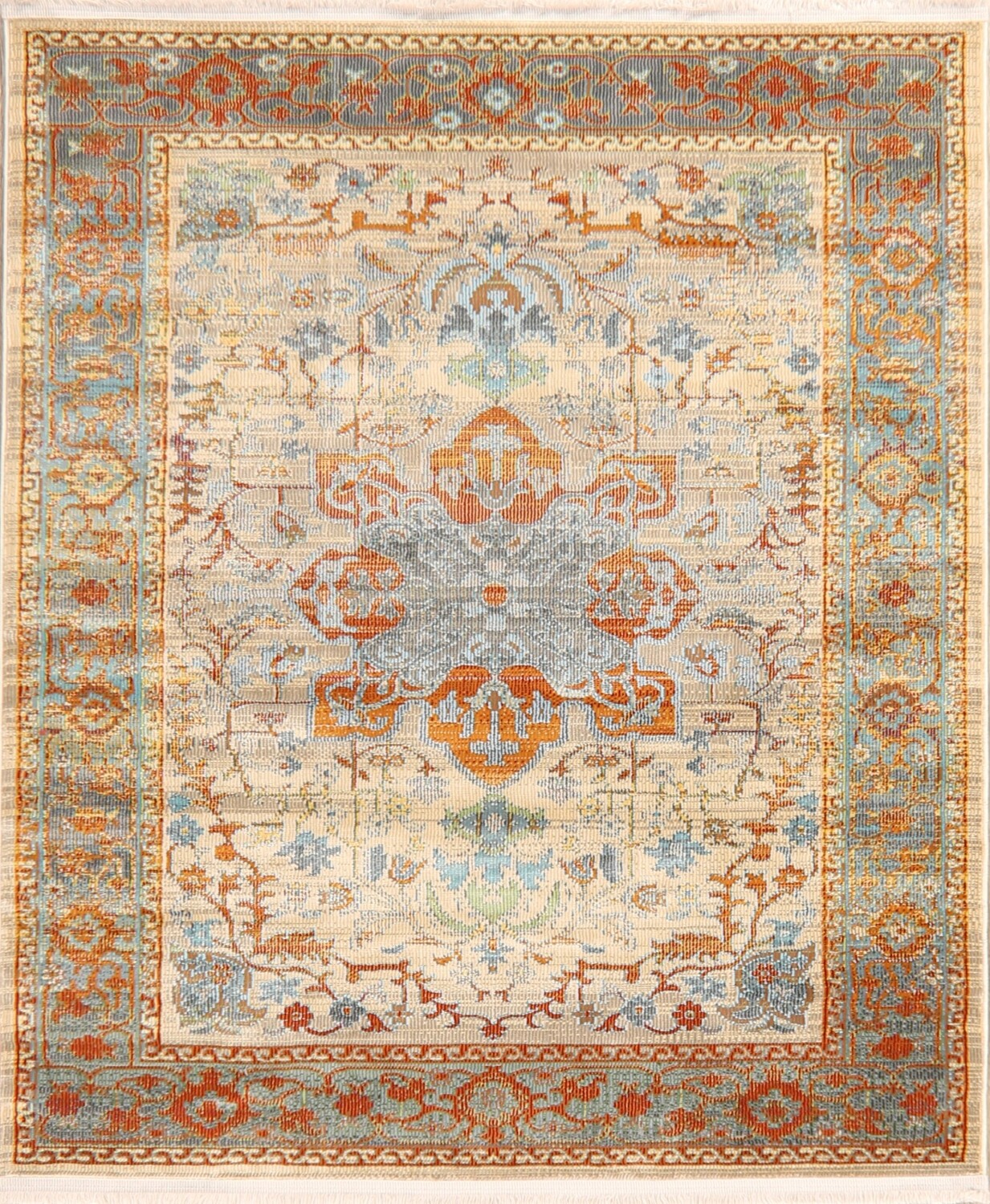 Vintage Style Floral Distressed Heat-Set Area Rugs