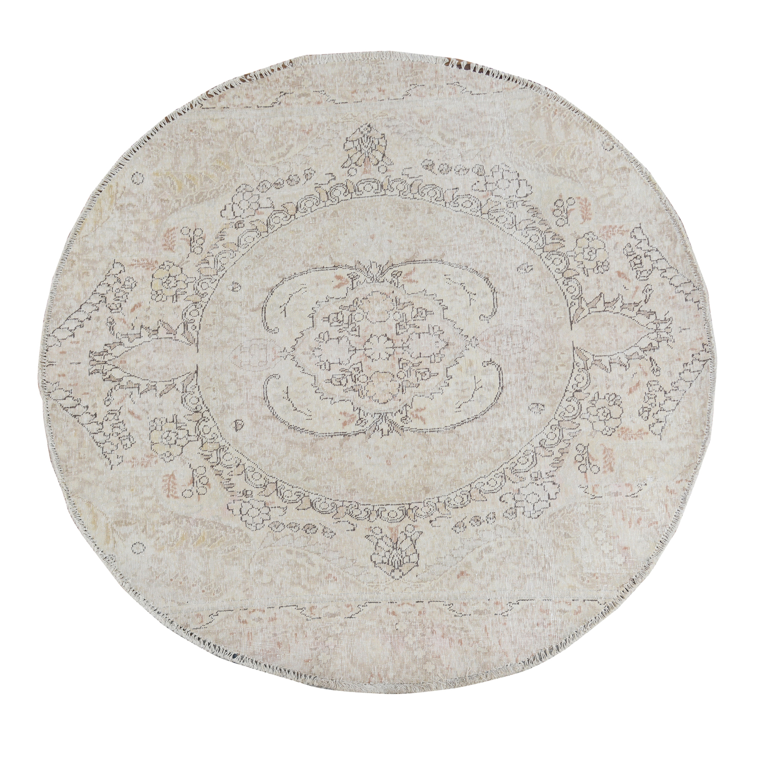 Floral Tabriz Persian Area Rug 6x6 Round