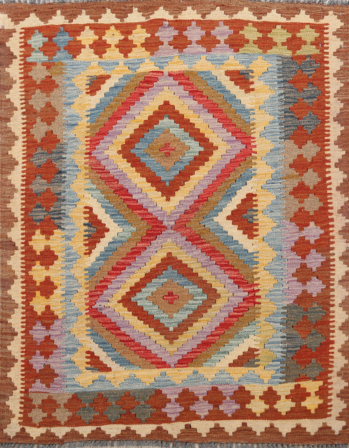 South-Western Reversible Kilim Oriental Area Rug 4x4 Square