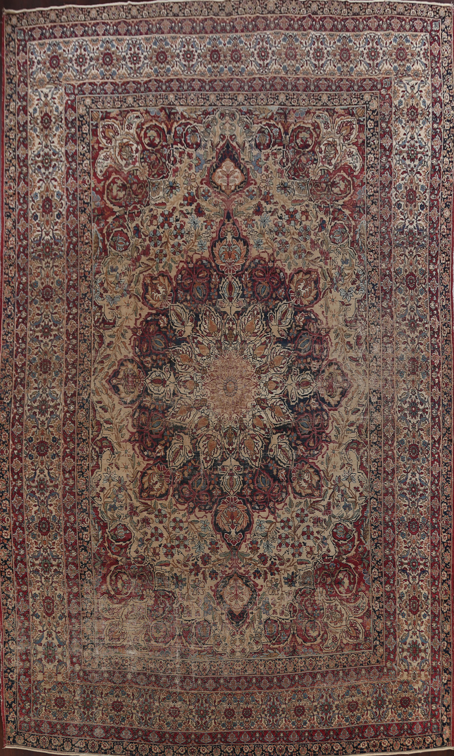 Pre-1900 Antique Kerman Vegetable Dye Persian Area Rug 10x15