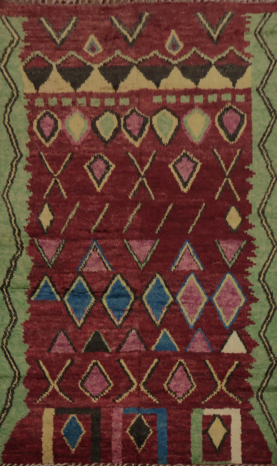 Vibrant Boho Moroccan Area Rug 7x10 with Ethnic Design Patterns