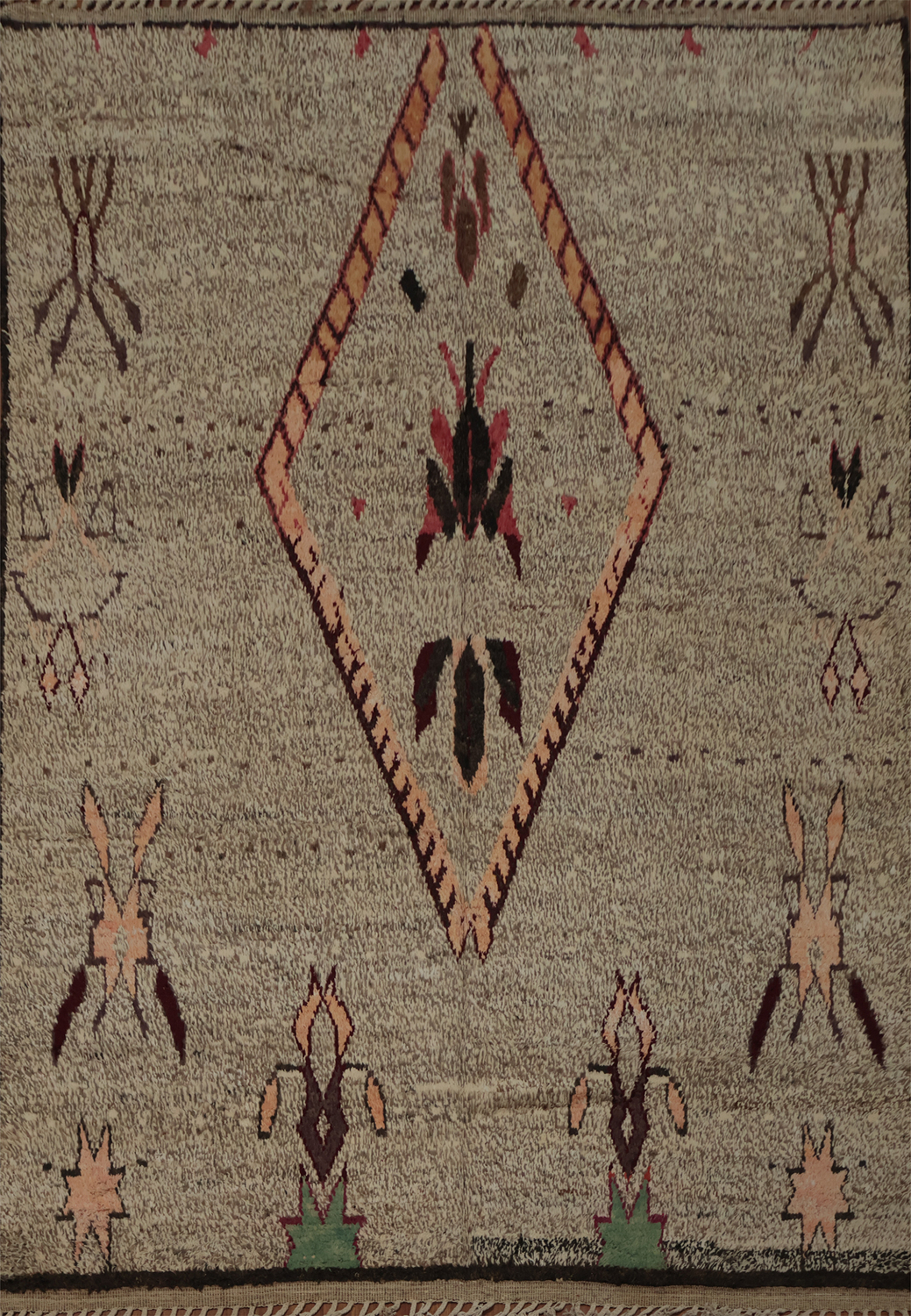 Rustic Charm: Earth Tone Geometric Moroccan Wool Area Rug 8x11