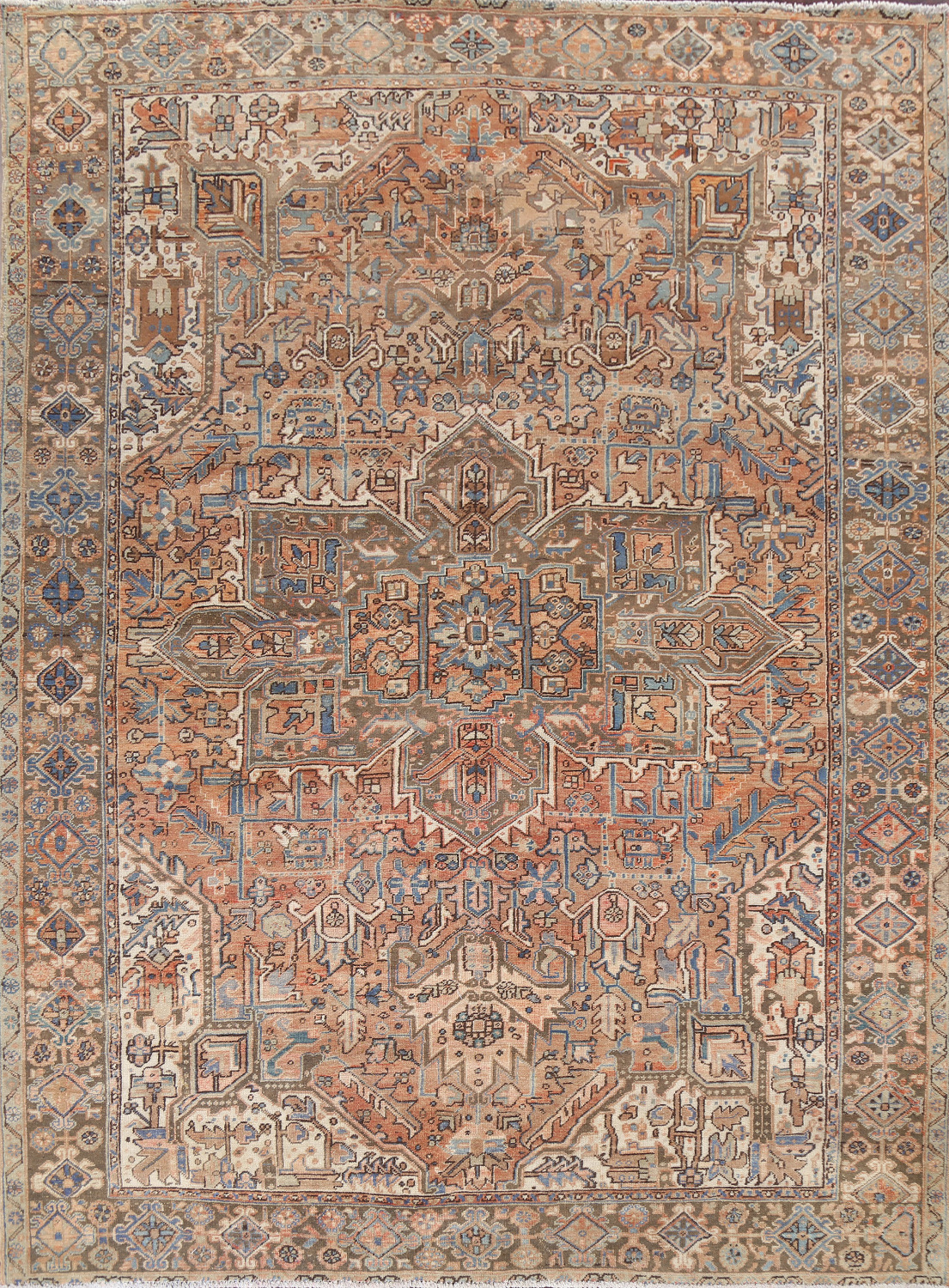 Antique Geometric Heriz Persian Area Rug 10x12