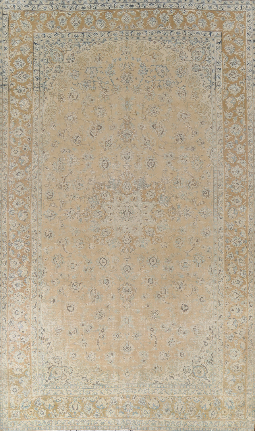 Vintage Distressed Kashan Persian Area Rug 11x17