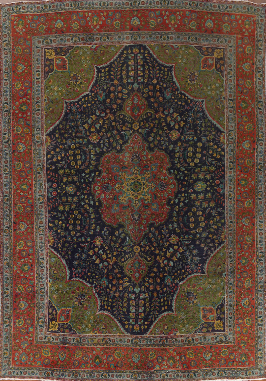 Distressed Over-Dyed Tabriz Persian Area Rug 9x13