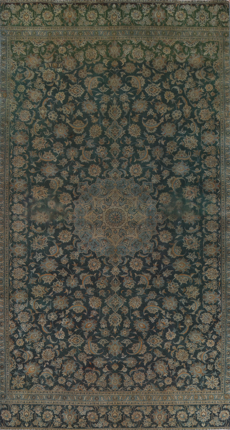 Antique Overdyed Kashan Persian Area Rug 7x13