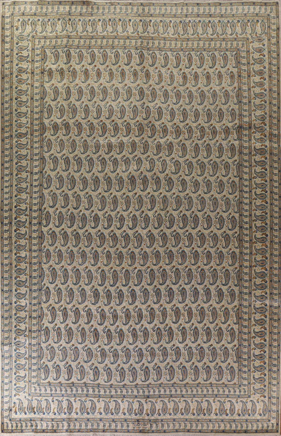 Vegetable Dye Boteh Kashan Persian Large Rug 11x15