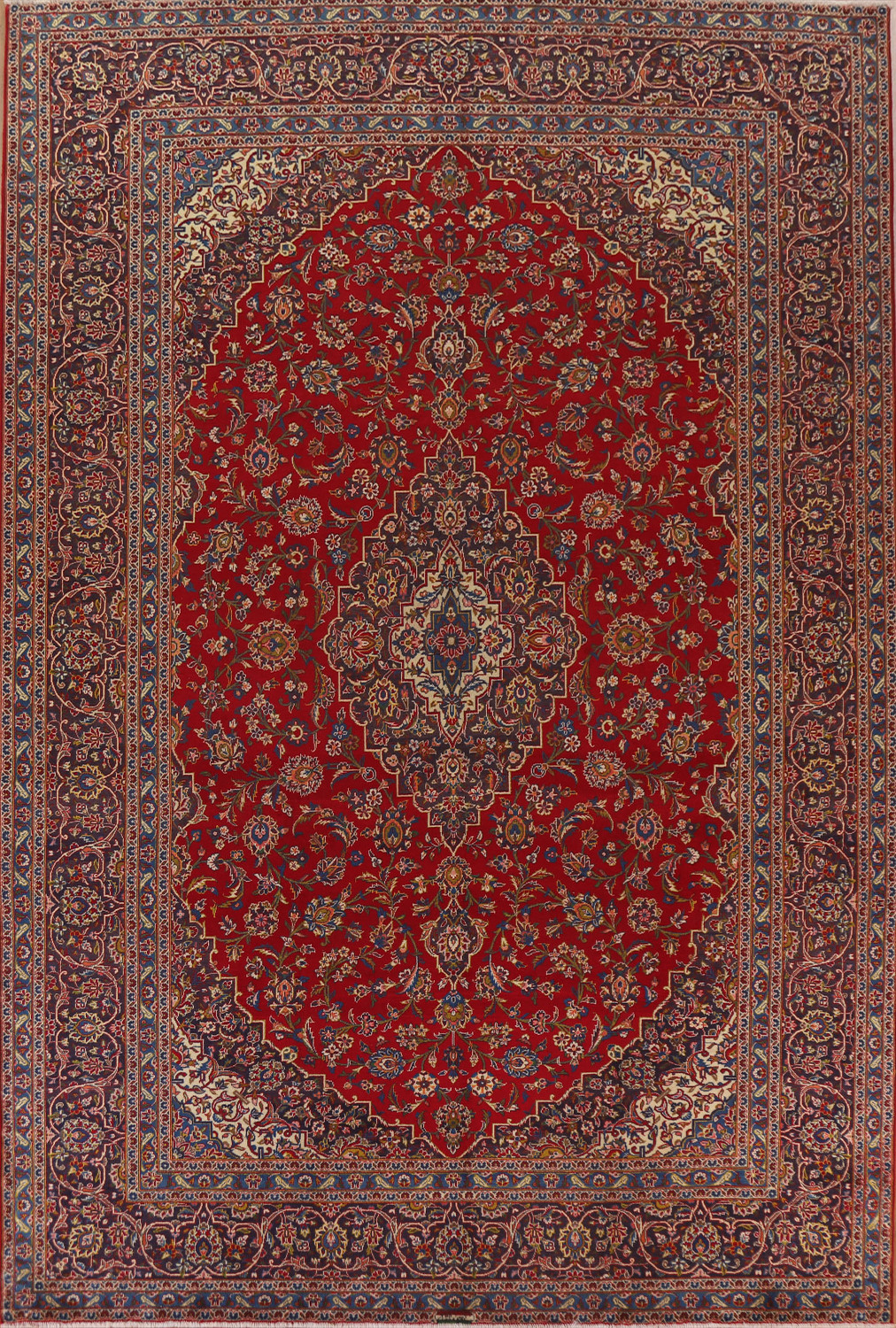 Traditional Signed Kashan Persian Area Rug 10x13