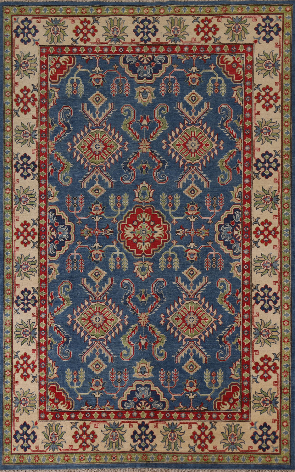 Blue Kazak Geometric Area Rug 6x9