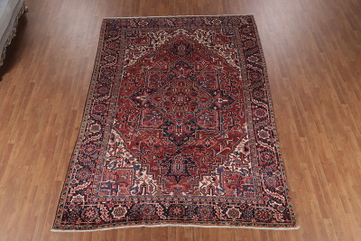 Pre-1900 Masterpiece Vegetable Dye Heriz Serapi Persian Rug 13x19