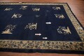 Navy Blue Art Deco Nichols Vintage Wool Area Rug 9x14