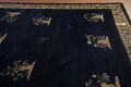 Navy Blue Art Deco Nichols Vintage Wool Area Rug 9x14