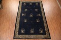 Navy Blue Art Deco Nichols Vintage Wool Area Rug 9x14