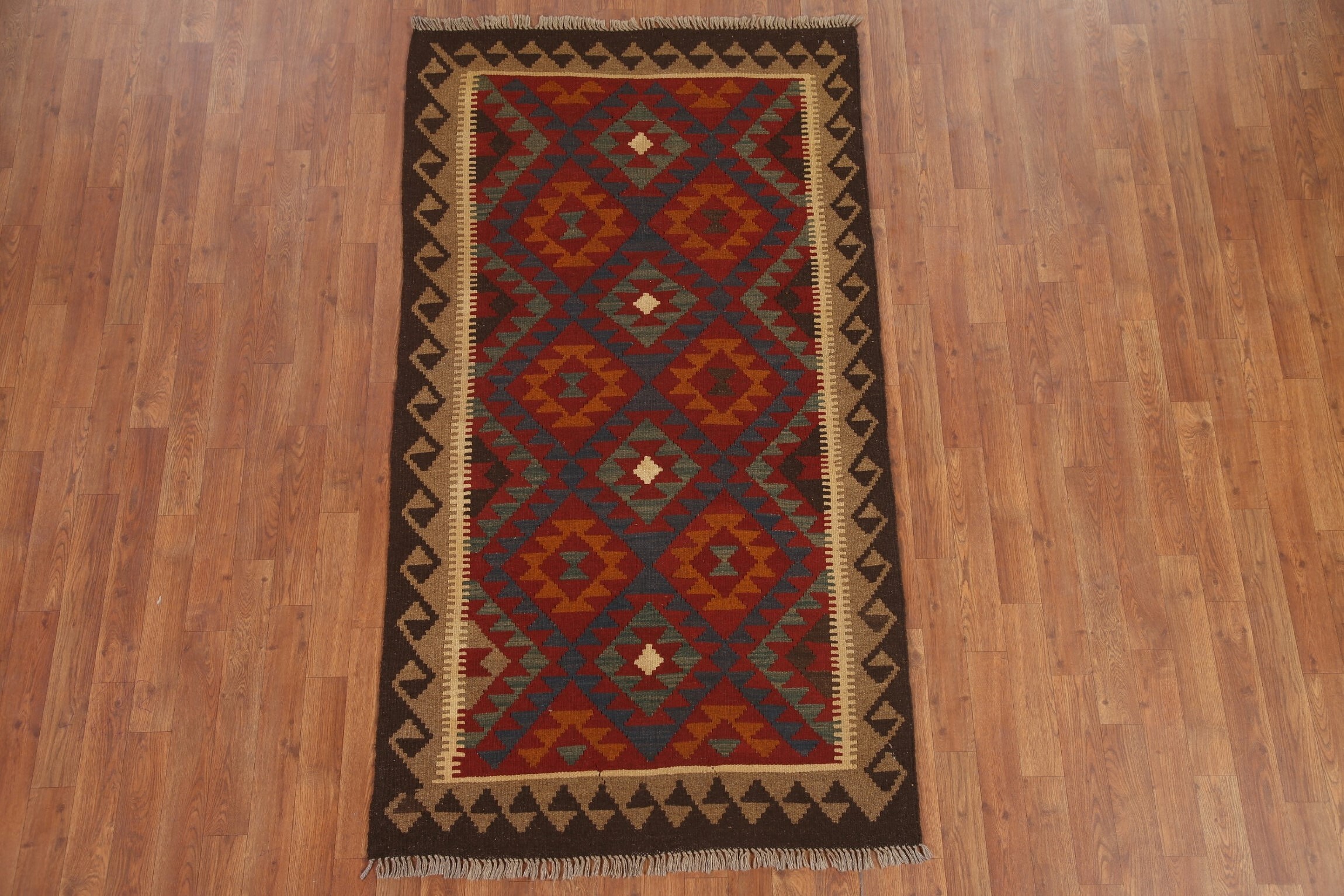 Reversible Wool Kilim Area Rug 4x6