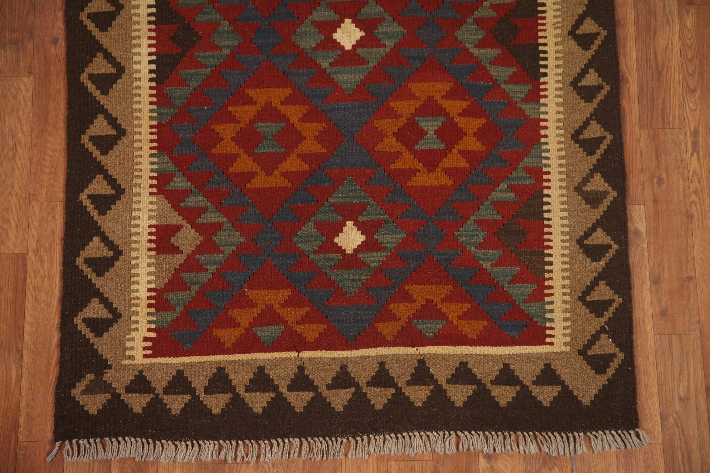 Reversible Wool Kilim Area Rug 4x6
