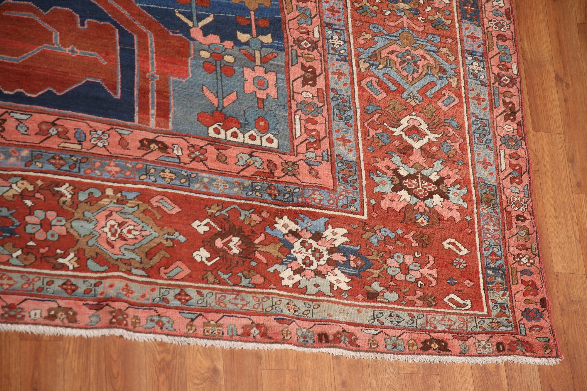 Pre-1900 Masterpiece Vegetable Dye Heriz Serapi Persian Rug 13x19