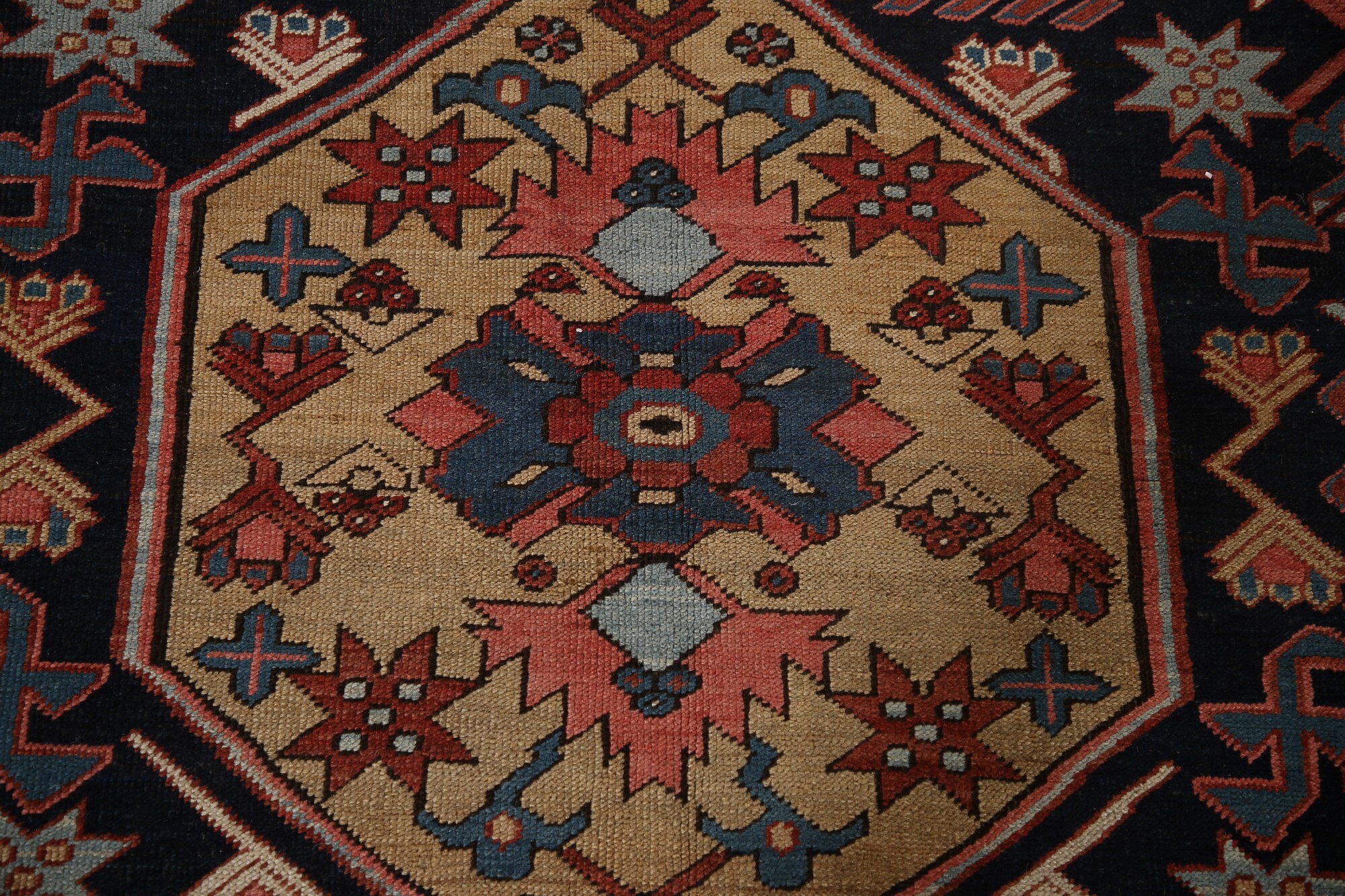 Pre-1900 Masterpiece Vegetable Dye Heriz Serapi Persian Rug 13x19