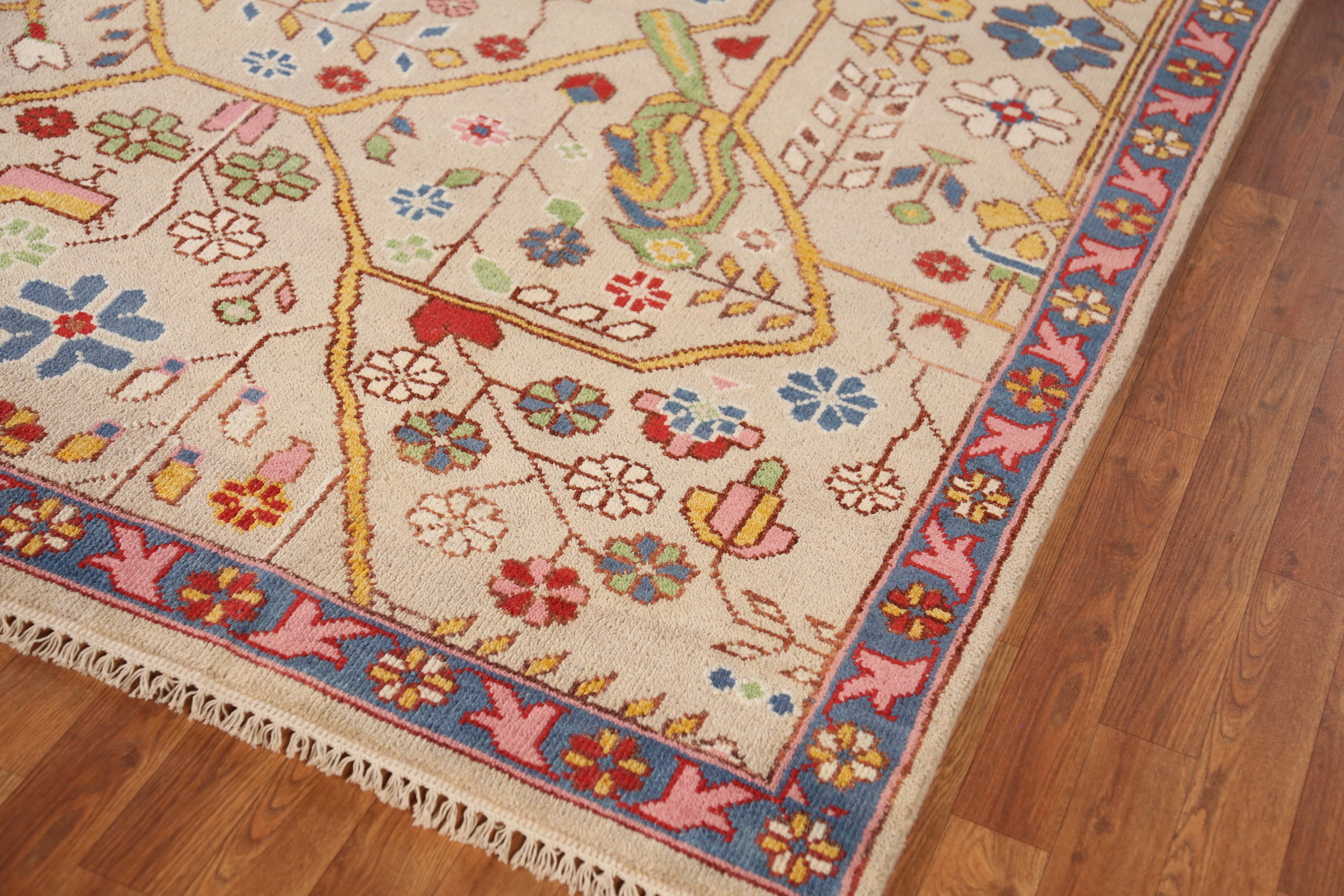 Animals Geometric Heriz Serapi Indian Area Rug 9x12